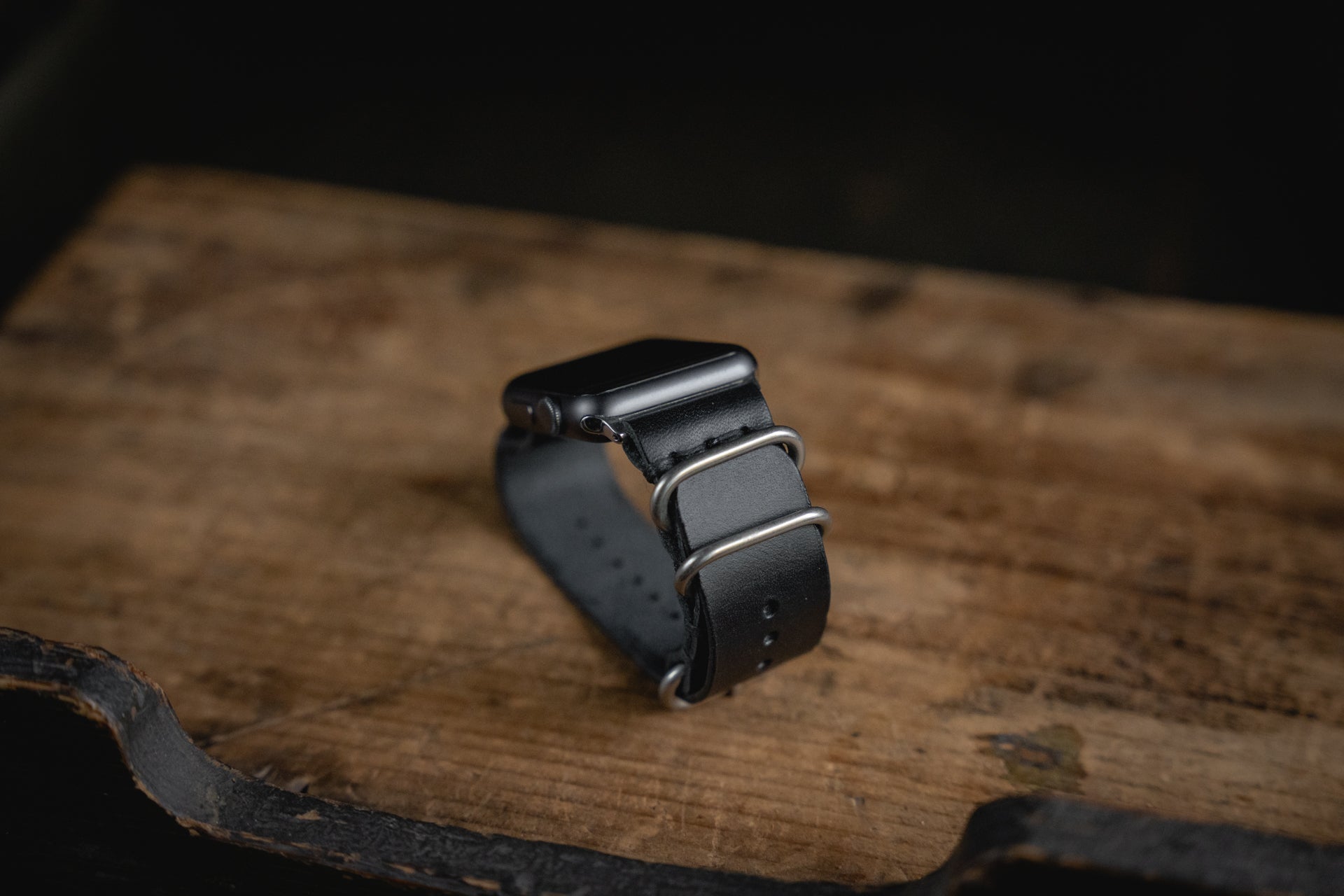Apple Watch Black Leather watchstrap handmade durable watchband – Craft ...