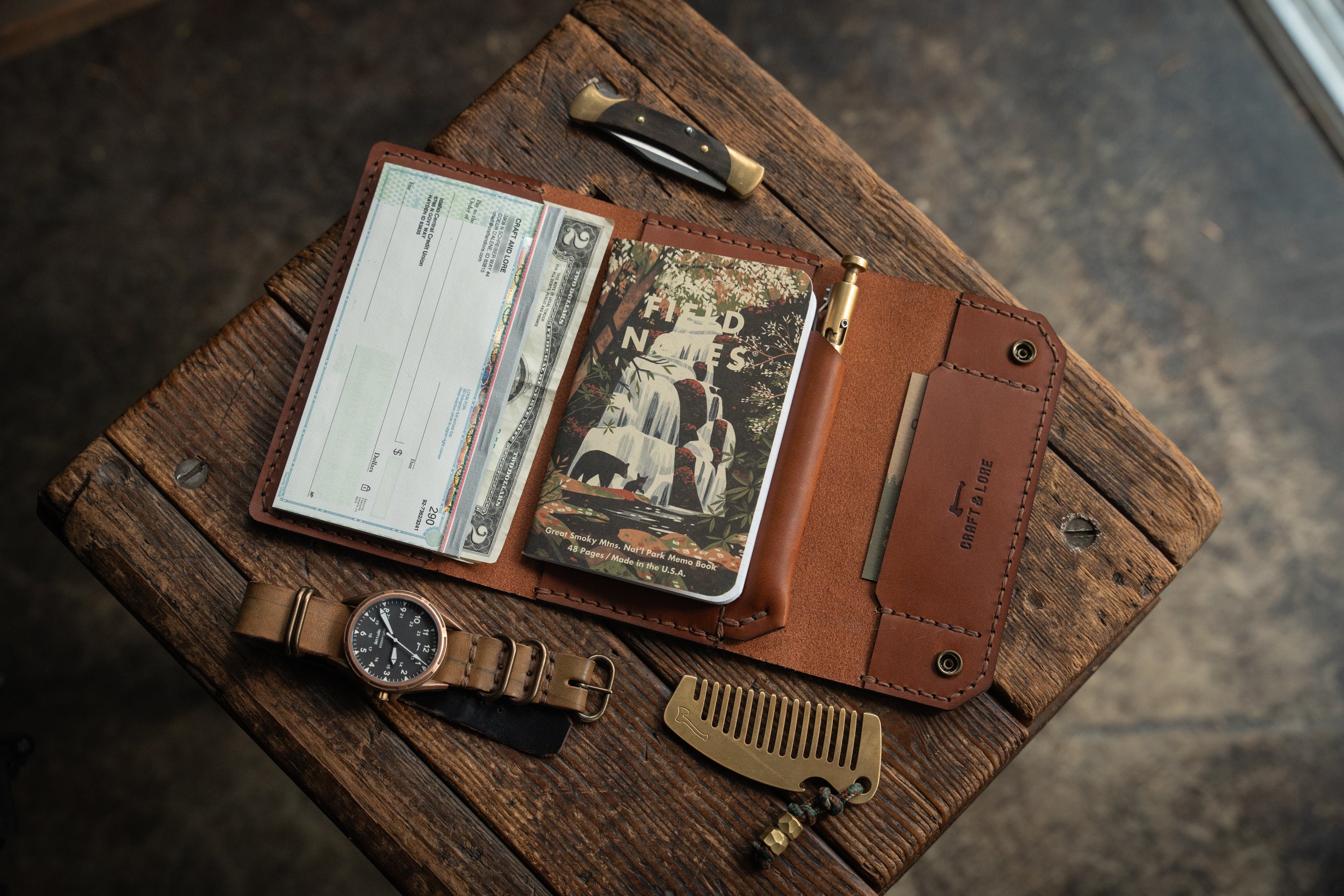 Checkbook Wallet, Handmade Horween Leather Business Checks Holder ...