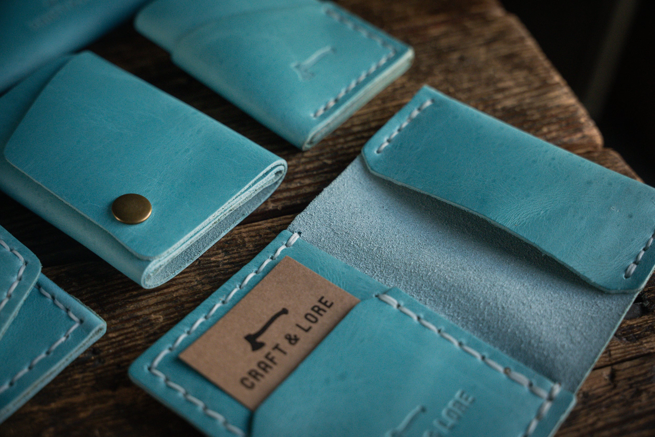 Pastel Blue Limited Edition Handmade Leather Wallets – Craft and Lore