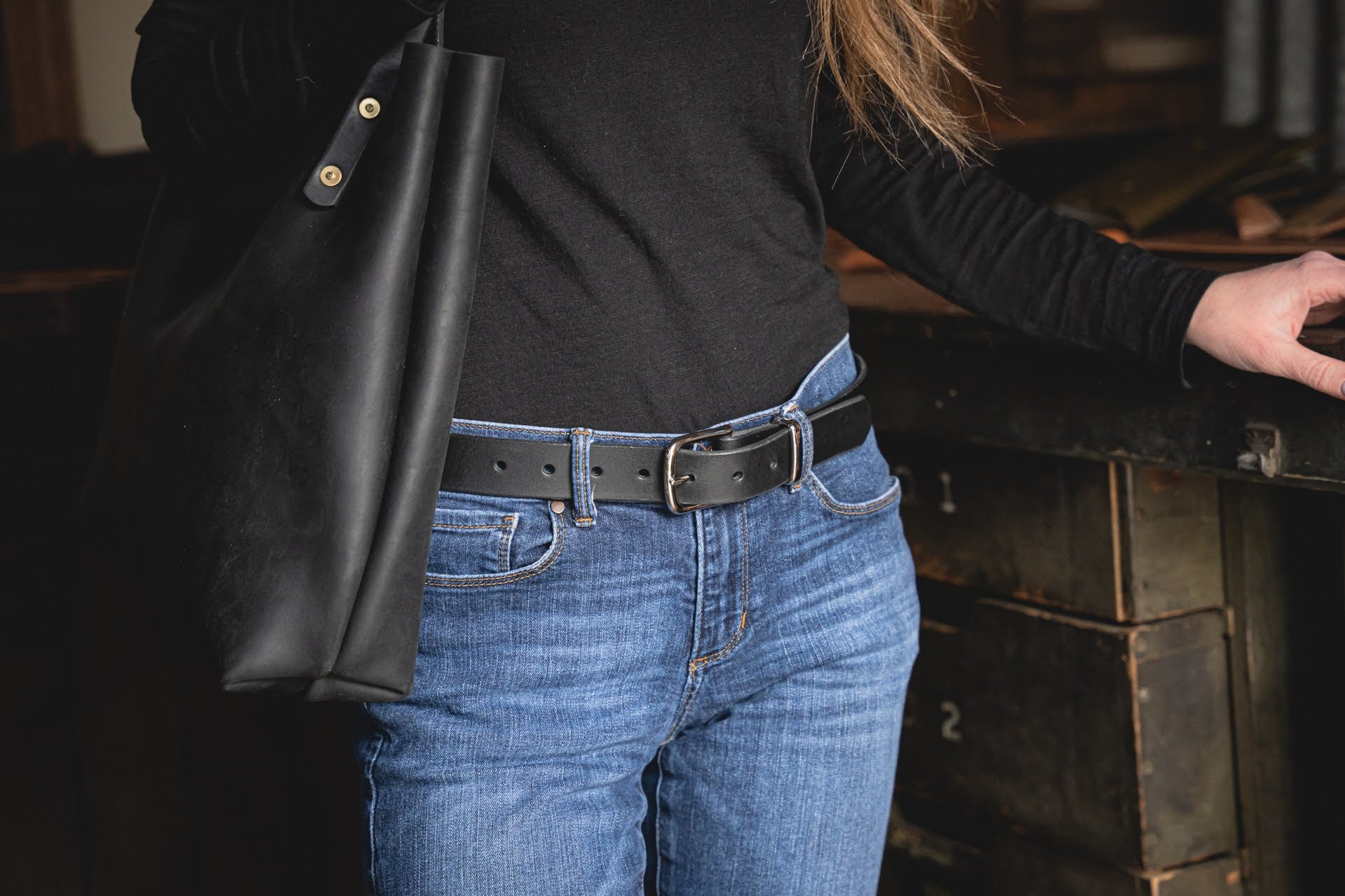 Trade Belt Black Leather, Handmade Sturdy Dress Belt – Craft and Lore