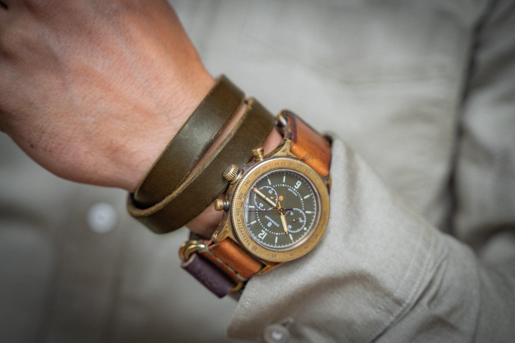 Double Wrap Leather Craft Cuff, handmade USA quality button stud ...