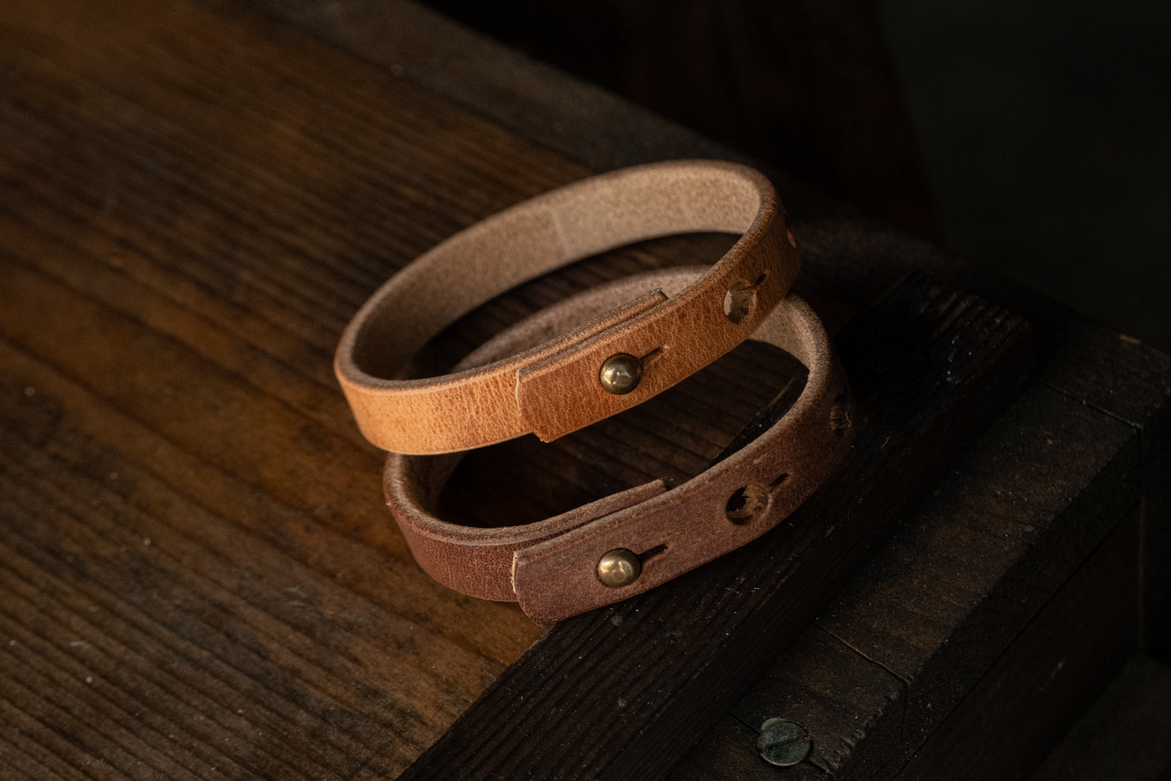 Mountain Cuff, Single Wrap Thick Leather Cuff Bracelet – Craft and Lore