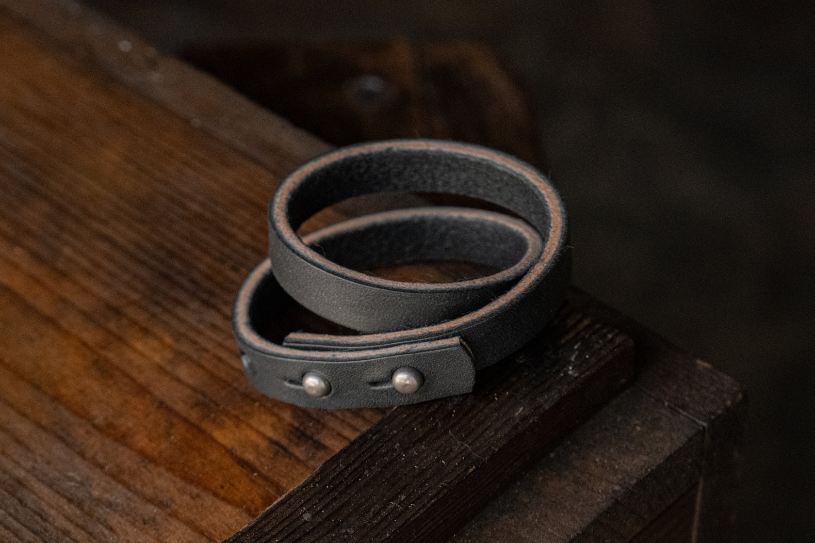 Double Wrap Leather Craft Cuff, handmade USA quality button stud ...