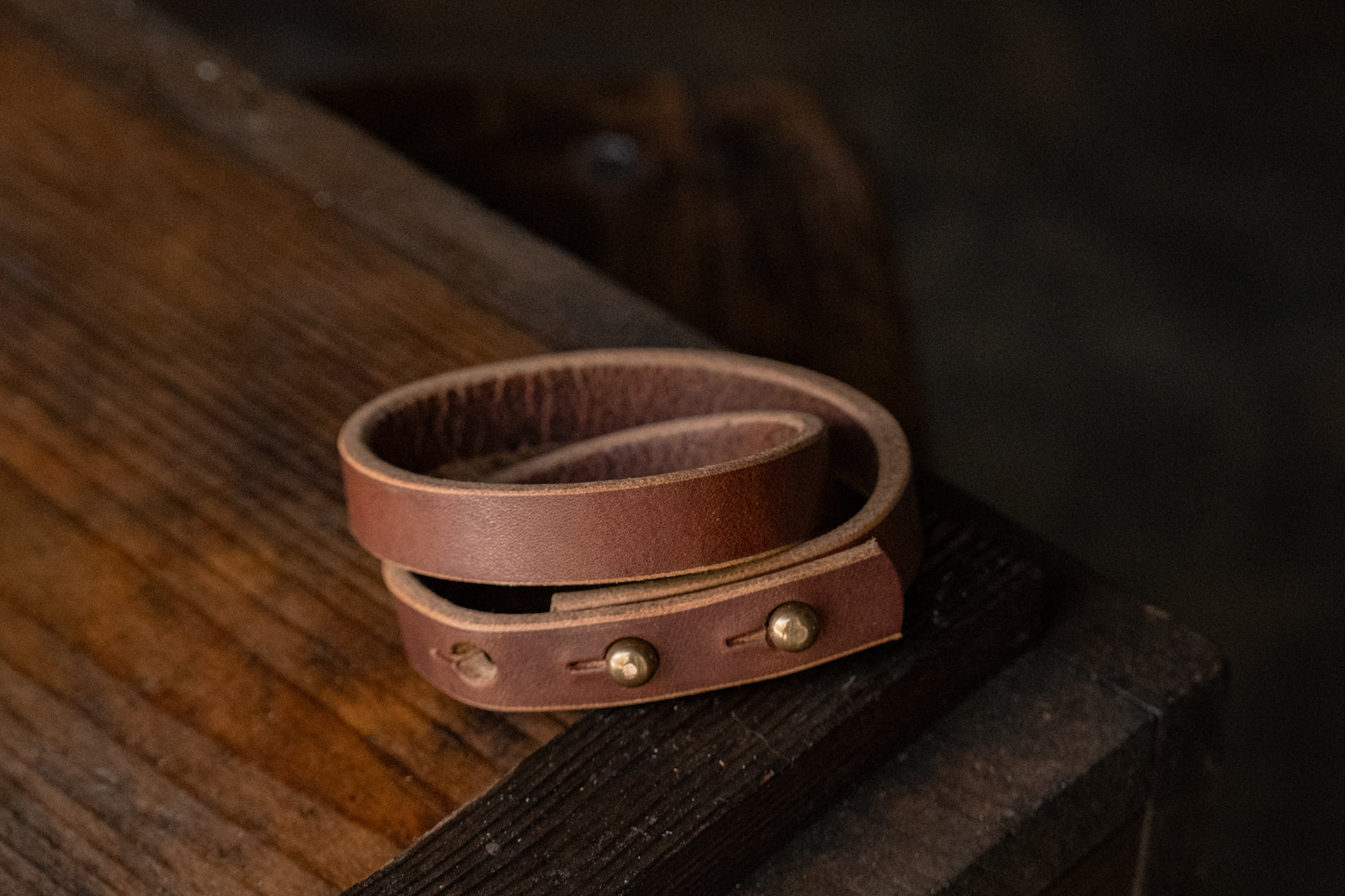 Double Wrap Leather Craft Cuff, handmade USA quality button stud ...