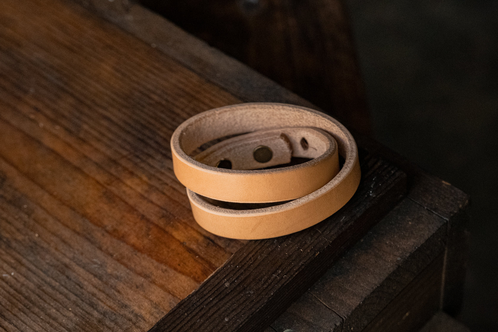 Double Wrap Leather Craft Cuff, handmade USA quality button stud ...