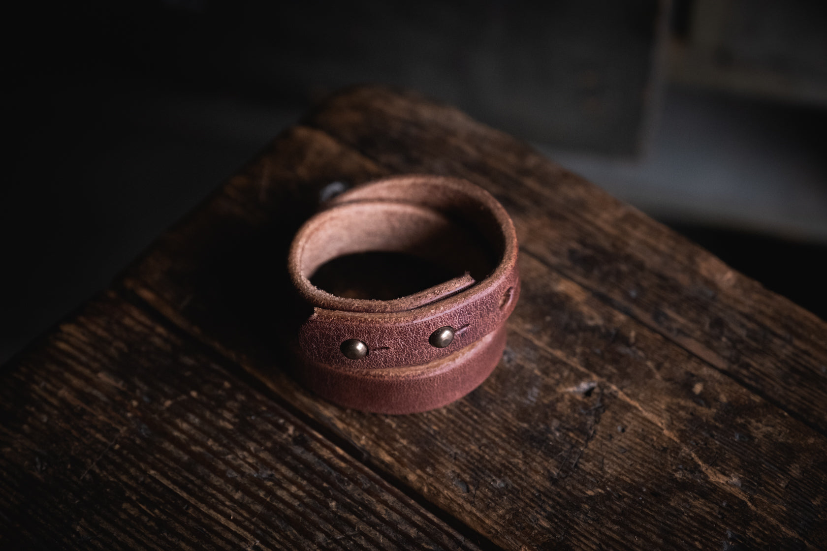Double Wrap Mountain Cuff, thick leather bracelet – Craft and Lore