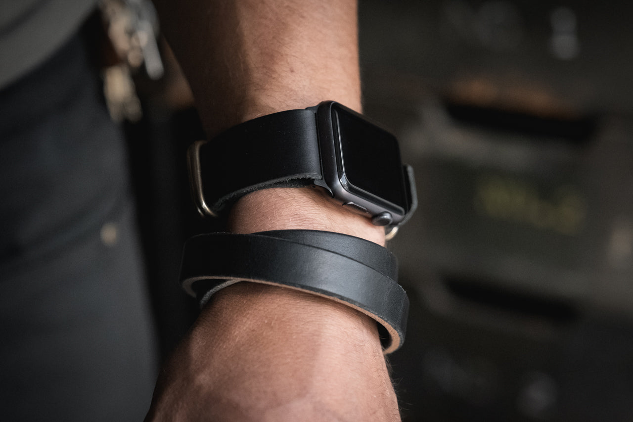 Double Wrap Leather Craft Cuff, handmade USA quality button stud ...